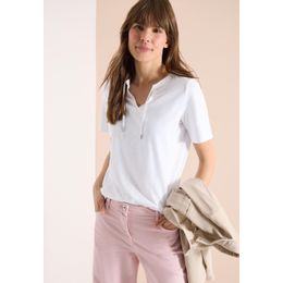 Tunikashirt Cecil, Damen, Gr. L (42), wei&szlig;, Web, 100% Baumwolle, unifarben, comfort fit normal, Rundhals, abgesteppt, Shirts, im Tunika-Style