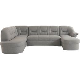 Wohnlandschaft DOMO collection "SARAFINA 295x83x180 cm, auch mit Federkern f&uuml;r mehr Sitzkomfort", grau (steelgrau), B:295cm H:83cm T:180cm, Luxus-Microfaser (92% Polyester, 8% Nylon);Microfaser PRIMABELLE (100% Polyester);Microfaser PRIMABELLE (100% Polyester) / Struktur (90% Polyester; 10% Polyacryl), Sofas, Wohnlandschaft, whlw. mit Bettfunktion, elegantes Design, U-Form