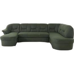 Wohnlandschaft DOMO collection "SARAFINA 295x83x180 cm, auch mit Federkern f&uuml;r mehr Sitzkomfort", gr&uuml;n, B:295cm H:83cm T:180cm, Luxus-Microfaser (92% Polyester, 8% Nylon);Microfaser PRIMABELLE (100% Polyester);Microfaser PRIMABELLE (100% Polyester) / Struktur (90% Polyester; 10% Polyacryl), Sofas, Wohnlandschaft, whlw. mit Bettfunktion, elegantes Design, U-Form