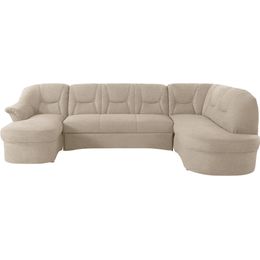 Wohnlandschaft DOMO collection "SARAFINA 295x83x180 cm, auch mit Federkern f&uuml;r mehr Sitzkomfort", beige, B:295cm H:83cm T:180cm, Luxus-Microfaser (92% Polyester, 8% Nylon);Microfaser PRIMABELLE (100% Polyester);Microfaser PRIMABELLE (100% Polyester) / Struktur (90% Polyester; 10% Polyacryl), Sofas, Wohnlandschaft, whlw. mit Bettfunktion, elegantes Design, U-Form