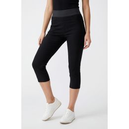 Caprileggings Freequent "FQSHANTAL-CA-POWER", Damen, Gr. XS, N-Gr, schwarz, Web, Obermaterial: 76% Viskose, 21% Polyamid, 3% Elasthan, unifarben, skinny fit 3/4-L&auml;nge, Hosen, mit extra breitem Bund