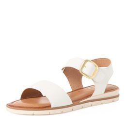Riemchensandale Tamaris, Damen, Gr. 36, wei&szlig;, Glattleder, Schuhe Riemchensandale, Plateau, Sommerschuh, Sandalette im Basic-Look