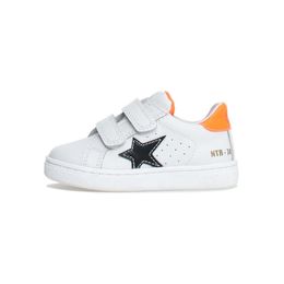 Naturino Leder-Sneakers "Pinn" in Wei&szlig;/ Orange - 42% | Gr&ouml;&szlig;e 26 | Kindersneakers