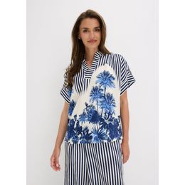 bonprix Tunikabluse aus flie&szlig;endem Viskose-Mix, blau, Gr.46, sommerliche Tunikabluse aus flie&szlig;endem Viskose-Mix mit modischem Print