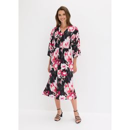 bonprix Midikleid aus flie&szlig;endem Viskose-Mix, schwarz, Gr.40, feminines Midikleid aus flie&szlig;endem Viskose-Mix mit floralem modischen Print