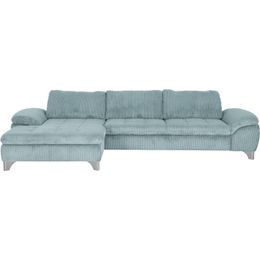 Ecksofa DIE PLANBAR "MP-IN14007", cord aqua, B:318cm H:84cm T:180cm, 100% Polyester, Sofas, Ecksofa, wahlweise mit Bettfunktion und verstellbaren Kopfst&uuml;tzen