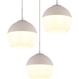 Globo LIGHTING H&auml;ngeleuchte "RAGUSA", sandfarben matt, 3, &Oslash; 42,5cm H: 120cm, 1 Stk., Leuchten, sandfarbene Pendelleuchte, Mix-Glaskugeln, E27, h&ouml;henk&uuml;rzbar, H&auml;ngeleuchte