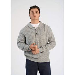 Strickpullover LINDBERGH "Strickpullover Relaxed Fit", Herren, Gr. XL, grau (mid grau mel), Obermaterial: 80% Wolle, 20% Nylon, Rundhals, Pullover Strickpullover