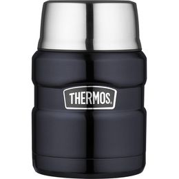 Thermobeh&auml;lter Thermos "Stainless King", blau, H:14,2cm &Oslash;:9,7cm, Edelstahl, Lebensmittelaufbewahrungsbeh&auml;lter, Randvollvolumen: 470 ml, F&uuml;llmenge / Volumen: 330-350 ml