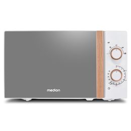 Medion Mikrowelle "MD 10596, Timerfunktion, 20 L Kapazit&auml;t, Auftaufunktion", wei&szlig;, B:44cm H:25,7cm T:36,3cm, Mikrowellen, Auftaufunktion, Holzoptik, Mikrowelle