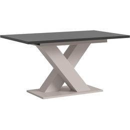 Esstisch Home Affaire "Motus, ausziehbar 150 -190 cm, inklusive 40 cm Einlegeplatte", grau (kaschmir, grau, kaschmir, grau), B:150cm H:76cm T:90cm, Tische, Esstisch, X-Gestell mit Bodenplatte, Tisch, K&uuml;chentisch, Esszimmer, K&uuml;che