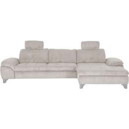Ecksofa DIE PLANBAR "MP-IN14007, Breite 306 & 318 cm w&auml;hlbar", cord ecru, B:318cm H:84cm T:180cm, 100% Polyester, Sofas, Ecksofa, wahlweise mit Bettfunktion und verstellbaren Kopfst&uuml;tzen