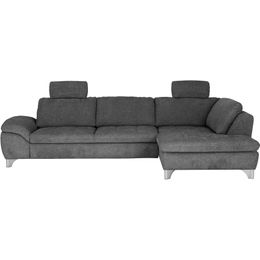 Ecksofa DIE PLANBAR "MP-IN14007", famosa anthrazit, B:306cm H:84cm T:197cm, 100% Polyester, Sofas, Ecksofa, wahlweise mit Bettfunktion und verstellbaren Kopfst&uuml;tzen
