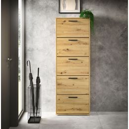 HBZ-MEBLE Schuhkommode HBZ "Sam Schuhkipper, Schuhschrank BxHxT 59x169x17 cm", braun (artisan, artisan), B:59cm H:169cm T:17cm, Holzwerkstoff, Sideboards, Schuhkommode, mit 5 Klappen