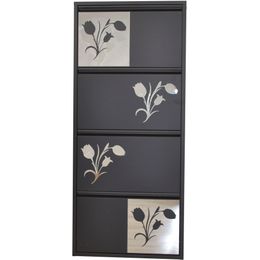 Schuhschrank, silber (schwarz, silber), B:60cm H:138cm T:15cm, Metall, HOFMANN LIVING AND MORE, Schr&auml;nke, Schuhschrank