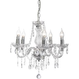 NOWA Kronleuchter "MARIE", grau (chromfarben), &Oslash; 48cm, 1 Stk., Leuchten, Luster, Elegante Leuchte, Kristalle, H&auml;ngeleuchte, Pendelleuchte, Kronleuchter