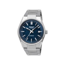 Automatikuhr CASIO EDIFICE, edelstahlfarben, blau, Armbanduhren, Herren, Automatikuhr, Armbanduhr, Damenuhr, Herrenuhr, Mechanische Uhr, Edelstahlarmband
