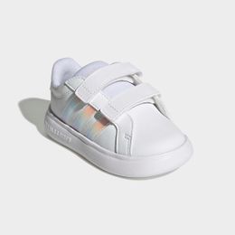 Klettschuh adidas Sportswear "GRAND COURT 3.0 BUBBLE CF I", Kinder, Gr. 25, cloud wei&szlig;, iridescent, almost pink, Synthetik, Schuhe Klettschuh, f&uuml;r Kinder