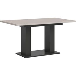 Esstisch Home Affaire "Motus, ausziehbar 150 -190 cm, inklusive 40 cm Einlegeplatte", grau, kaschmir, grau, kaschmir, B:150cm H:76cm T:90cm, Tische, Esstisch, Doppels&auml;ulengestell mit Bodenplatte, Tisch, Esstisch, K&uuml;che