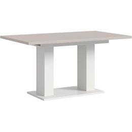 Esstisch Home Affaire "Motus, ausziehbar 150 -190 cm, inklusive 40 cm Einlegeplatte", wei&szlig;, kaschmir, wei&szlig;, kaschmir, B:150cm H:76cm T:90cm, Tische, Esstisch, Doppels&auml;ulengestell mit Bodenplatte, Tisch, Esstisch, K&uuml;che