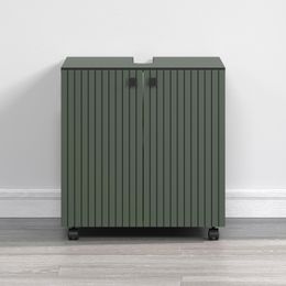 Waschbeckenunterschrank Welltime "Amrum", gr&uuml;n, B:60cm H:64cm T:42cm, Schr&auml;nke, Waschbeckenunterschrank, Waschtisch auf Rollen - (B/T/H) wahlweise 60-80/42/64 cm