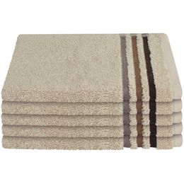 G&auml;stehandt&uuml;cher Schiesser "Skyline Color aus 100 % Baumwolle mit eleganter Streifenbord&uuml;re", beige (sand), B:30cm L:50cm, Frottier, Frottier, Handt&uuml;cher, MADE IN GREEN by OEKO-TEX