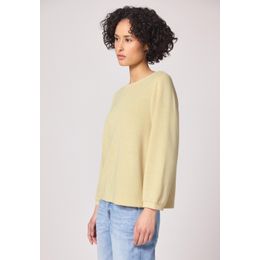 3/4-Arm-Shirt Street One, Damen, Gr. 42, beige (bloom gelb meliert), Stoff, 58% Viskose, 39% Polyester, 3% Elasthan, unifarben, normal normal, Rundhals, B&uuml;ndchen, Shirts 3/4-Arm-Shirt, mit 3/4 &Auml;rmeln
