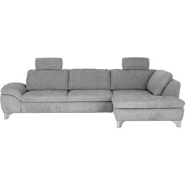 Ecksofa DIE PLANBAR "MP-IN14007, Breite 306 & 318 cm w&auml;hlbar", famosa grau, B:306cm H:84cm T:197cm, 100% Polyester, Sofas, Ecksofa, wahlweise mit Bettfunktion und verstellbaren Kopfst&uuml;tzen