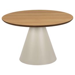 Couchtisch ACTONA GROUP "Soli", grau (hellgrau, hellgrau, natur), B:65cm H:43cm T:65cm, Tische, Couchtisch Holz-Couchtische Runde Couchtische, Rund Couchtisch, Tischplatte matt Eiche, S&auml;ule Gestell grau, &Oslash;65x43cm