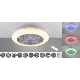 REALITY LEUCHTEN LED Deckenleuchte "Stralsund Deckenventilator", grau (dunkeltitanfarben), 1, &Oslash; 50cm H: 16,8cm, 1 Stk., Leuchten, Deckenlampe, Ventilator 3 Stufen, Fernbed. Lichtfarbe einstellbar RGBW, LED Deckenleuchte