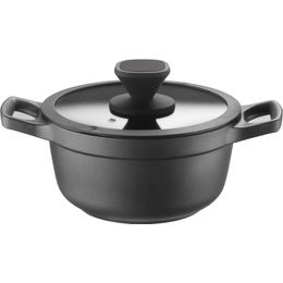 Pinti Inox Kochtopf PINTINOX "Pinti Pro", schwarz, H:12,2cm &Oslash;:28cm, T&ouml;pfe, Suppentopf Fleischtopf Kochtopf, 3-lagige Antihaftbeschichtung, f&uuml;r Induktion, inkl. Glasdeckel