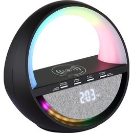 Globo LIGHTING Tischleuchte "SOUNDRA", schwarz matt, 1, H: 18,3cm, 1 Stk., Leuchten, RGB Tischleuchte mit Touchdimmer, Bluetooth & Akku, USB-C, Tischleuchte
