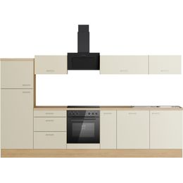 K&uuml;chenzeile KOCHSTATION "KS-Sion", k&uuml;che: natur, korpus: eichefarben, arbeitsplatte: eichefarben hell, B:330cm H:186cm T:60cm, Komplettk&uuml;chen-Sets, K&uuml;chenzeile, Breite 330 cm, neue Technik: OPTIsnap, wahlweise mit E-Ger&auml;ten