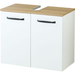 Waschbeckenunterschrank SAPHIR "Quickset 500, 2 T&uuml;ren, Siphonausschnitt", wei&szlig; matt, B:61,8cm H:51,4cm T:32,1cm, Holzwerkstoff, Schr&auml;nke, Waschbeckenunterschrank, Waschbeckenschrank inkl. T&uuml;rd&auml;mpfer, Griffe in Schwarz