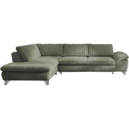 Ecksofa DIE PLANBAR "MP-IN14007", cord forest, B:306cm H:84cm T:197cm, 100% Polyester, Sofas, Ecksofa, wahlweise mit Bettfunktion und verstellbaren Kopfst&uuml;tzen