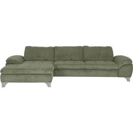 Ecksofa DIE PLANBAR "MP-IN14007", cord forest, B:318cm H:84cm T:180cm, 100% Polyester, Sofas, Ecksofa, wahlweise mit Bettfunktion und verstellbaren Kopfst&uuml;tzen