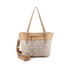 Tragetasche GATTINONI "Teodosia Daily Large Double Handle Bag Damen", Damen, Gr. B/H/T: 27cm x 14cm onesize, travertino, PVC, Polyurethan, Taschen, Schultertasche Damen, Abendtasche, Fashion, Lifestyle, Sale