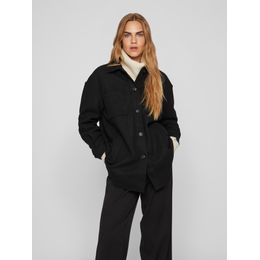 Hemdjacke Vila "VIKIMMI SHIRT L/S JACKET - NOOS", Damen, Gr. S, schwarz, Web, Obermaterial: 100% Polyester, unifarben, regular fit, Rundhals, Jacken