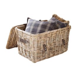Organizer "Truhe, Kubu-Rattankorb", braun, B:60cm H:38cm T:40cm, Geflecht Rattan, HOFMANN LIVING AND MORE, Aufbewahrungsboxen, Aufbewahrungskorb zum Aufklappen
