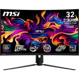 MSI Curved-Gaming-OLED-Monitor "MPG 321CURX QD-OLED", Energieeffizienz: G (A-G), schwarz, Monitore