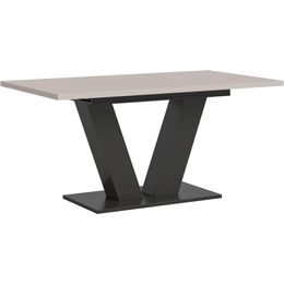 Esstisch Home Affaire "Motus, ausziehbar 150 -190 cm, inklusive 40 cm Einlegeplatte", grau, kaschmir, grau, kaschmir, B:150cm H:76cm T:90cm, Tische, Esstisch, V-Gestell mit Bodenplatte, Tisch, K&uuml;chentisch, Esszimmer, K&uuml;che