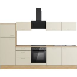 K&uuml;chenzeile KOCHSTATION "KS-Sion", k&uuml;che: natur, korpus: eichefarben, arbeitsplatte: eichefarben hell, B:300cm H:186cm T:60cm, Komplettk&uuml;chen-Sets, K&uuml;chenzeile, Breite 300 cm, neue Technik: OPTIsnap, wahlweise mit E-Ger&auml;ten