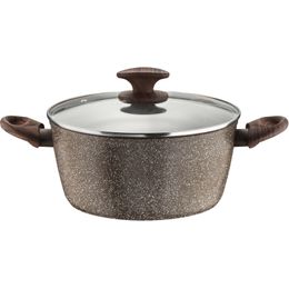 Pinti Inox Kochtopf PINTINOX "Pinti Chalet", braun, &Oslash;:20cm, T&ouml;pfe, Suppentopf Fleischtopf Kochtopf, Stein-Optik, Induktion