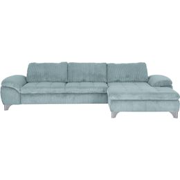 Ecksofa DIE PLANBAR "MP-IN14007", cord aqua, B:318cm H:84cm T:180cm, 100% Polyester, Sofas, Ecksofa, wahlweise mit Bettfunktion und verstellbaren Kopfst&uuml;tzen