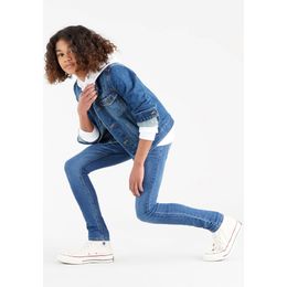 Skinny-fit-Jeans LEVI'S KIDS "SKINNY TAPER JEANS", Jungen, Gr. 3/98, N-Gr, blau (mid blau used), Denim/Jeans, Obermaterial: 80% Baumwolle, 19% Polyester, 1% Elasthan, skinny fit, Jeans, for BOYS