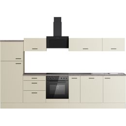 K&uuml;chenzeile KOCHSTATION "KS-Sion", k&uuml;che: natur, korpus: kaschmirfarben, arbeitsplatte: iron flow, B:330cm H:186cm T:60cm, Komplettk&uuml;chen-Sets, K&uuml;chenzeile, Breite 330 cm, neue Technik: OPTIsnap, wahlweise mit E-Ger&auml;ten