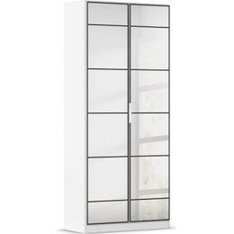 Dreht&uuml;renschrank Rauch "Kleiderschrank Schrank Garderobe Schlafzimmerschrank ACERO", wei&szlig; (alpinwei&szlig;), B:91cm H:210cm T:41cm, Holzwerkstoff, Schr&auml;nke, Dreht&uuml;renschrank, Spiegelfront in moderner Loft-Optik MADE IN GERMANY