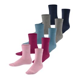 Socken Esprit "Solid Mix", M&auml;dchen, Gr. 31-34, bunt (pink blau mix), Baumwollmischung, unifarben, normal, Socken Socken, kurz, verst&auml;rkt, hochwertig, uni