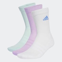 Funktionssocken adidas Performance "CUSHIONED CREW, 3 PAAR", Damen, Gr. XL (46/48), powder plum, wei&szlig;, halo mint, Obermaterial: 62% Baumwolle, 36% Polyester, 1% Elasthan, 1% sonstige Fasern, Socken