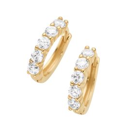 Paar Creolen Lady, gold (gelbgold 375), Ohrringe, Damen, Diamanten